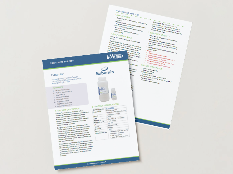 Exbumin - Guidelines for Use - InVitria