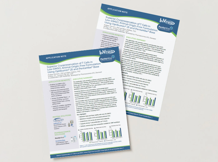 Superior Cryopreservation of T Cells Low-DMSO AOF | Application Note